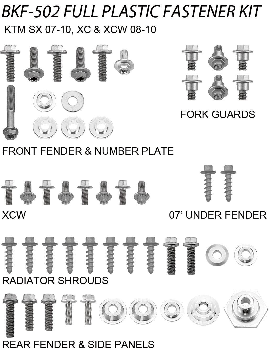 PLASTIC BOLT KIT KTM STYLE, FULL PLASTIC FASTENER KIT – Phoenix Motos