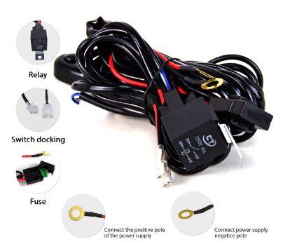 UNIVERSAL LED SPOT LIGHT BAR WIRING LOOM, FUSE / RELAY / CONNECTORS ...